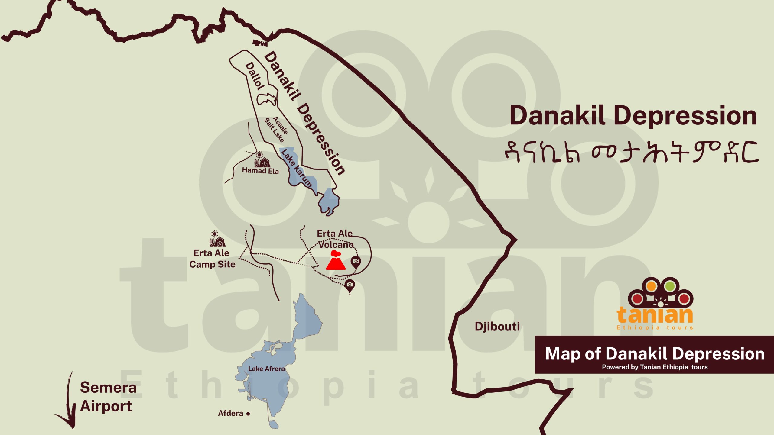 Map Of Danakil Depression Tanian Ethiopia Tours